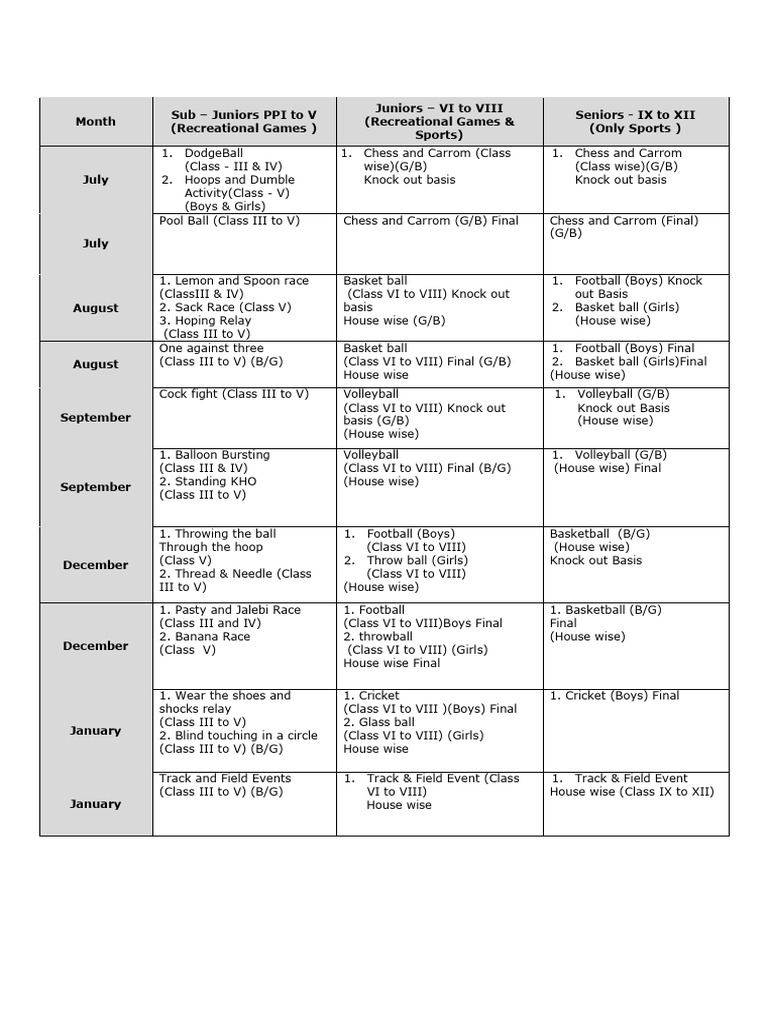 2022-23 Sports Calendar Overview | PDF | Entertainment | Sports Equipment