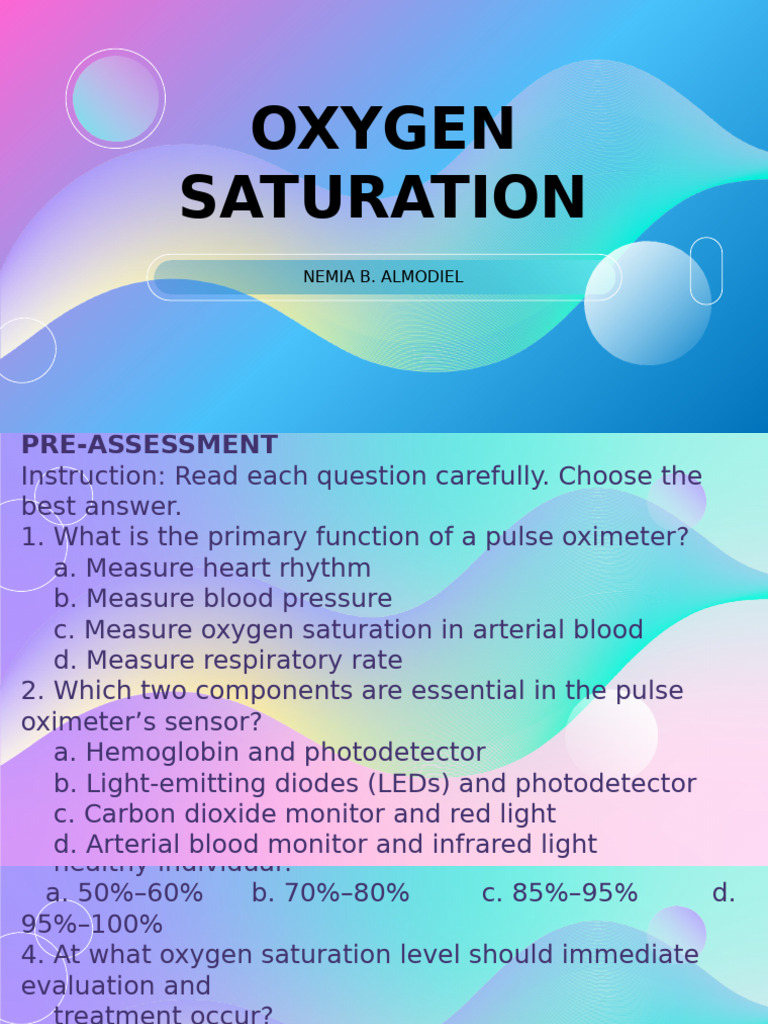 Oxygen Saturation | PDF | Hemoglobin | Blood