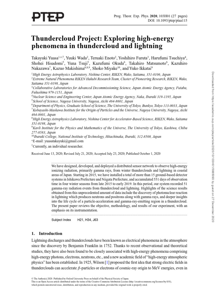 Thundercloud Project Exploring High-Energy Phenome | PDF | Gamma Ray ...