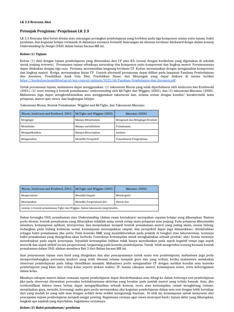 LK 2.3 Rencana Aksi | PDF