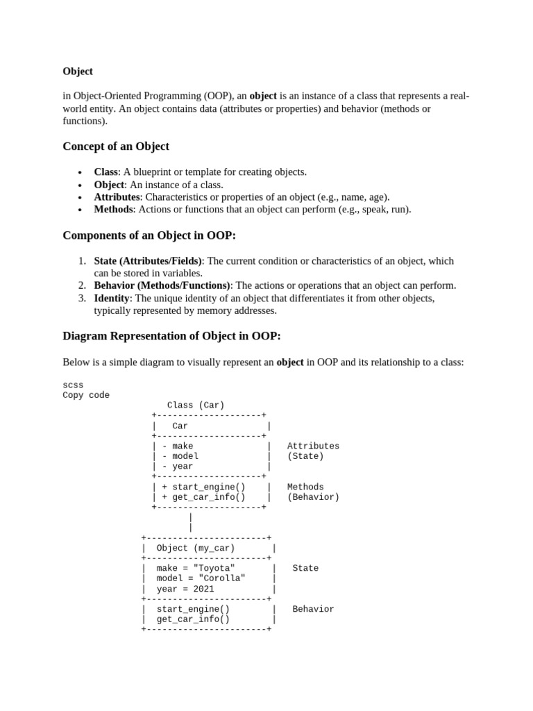 Object And Class Concept Pdf Method Computer Programming Class Computer Programming