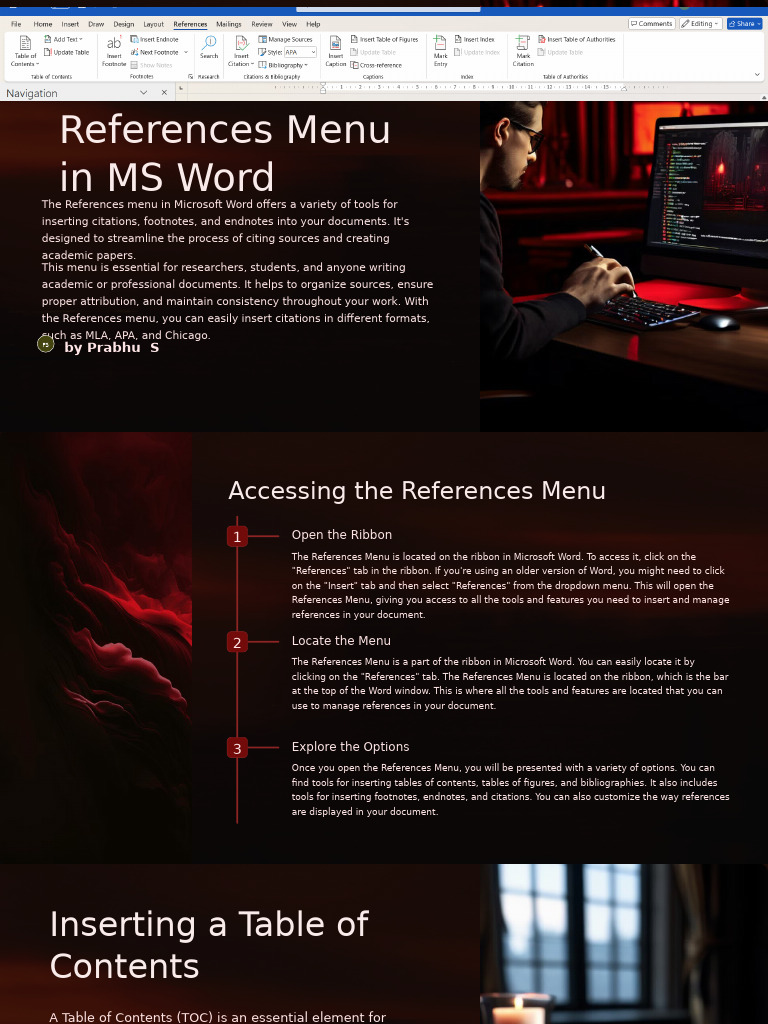 MS Word References Menu Guide | PDF | Note (Typography) | Citation