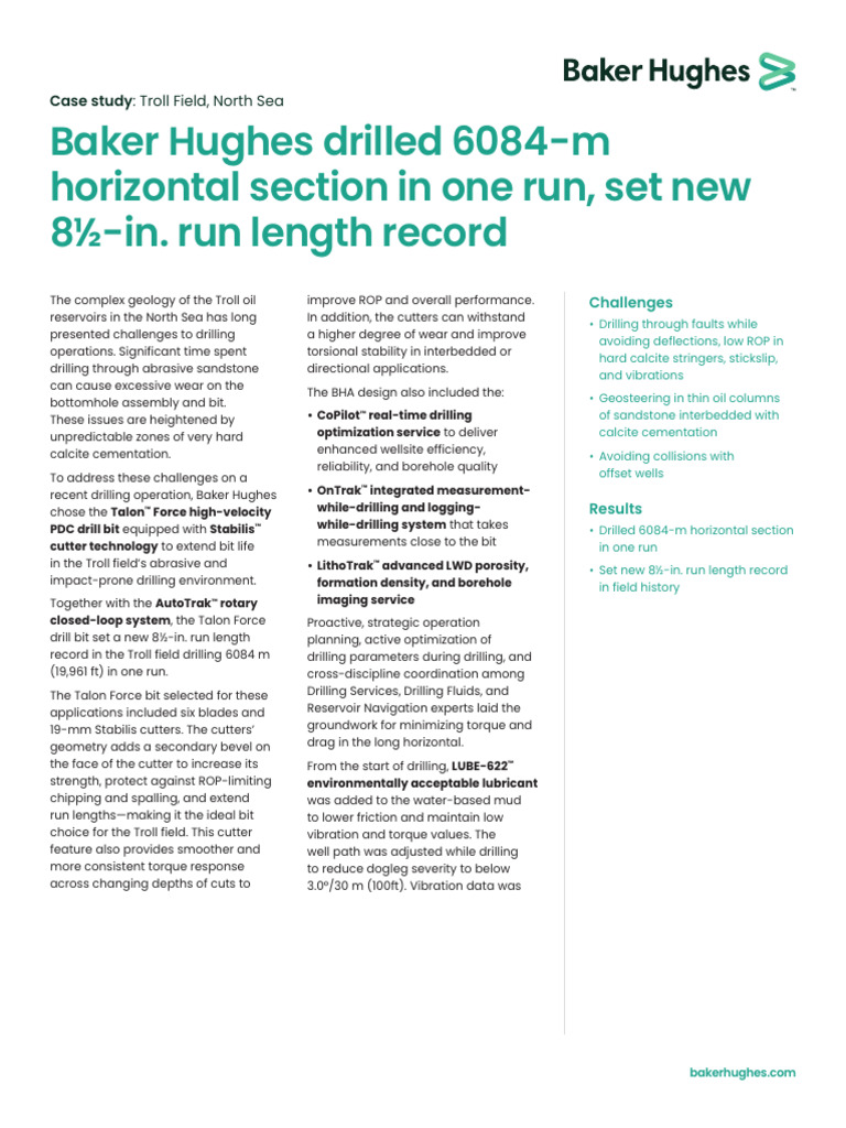 Ds DB DCF Run Record Troll Field Cs | PDF | Drilling | Oil Well
