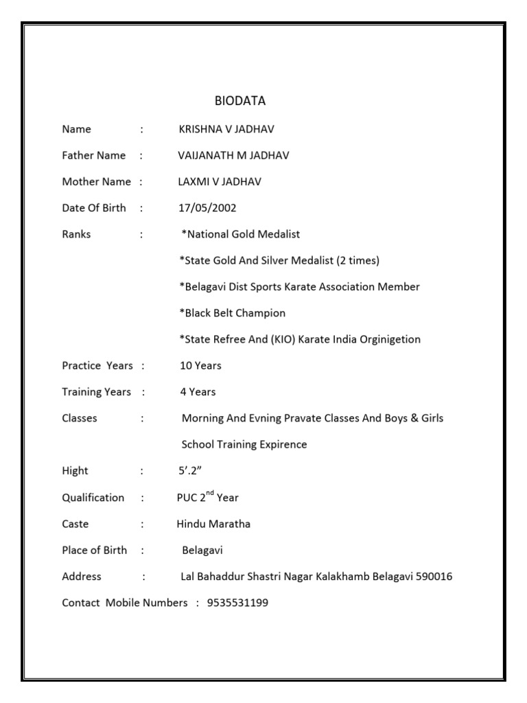 Krishna Bio Data 1 | PDF