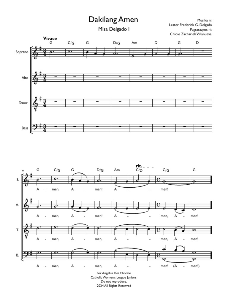 Dakilang Amen Delgado I | PDF | Musical Compositions | Cantatas