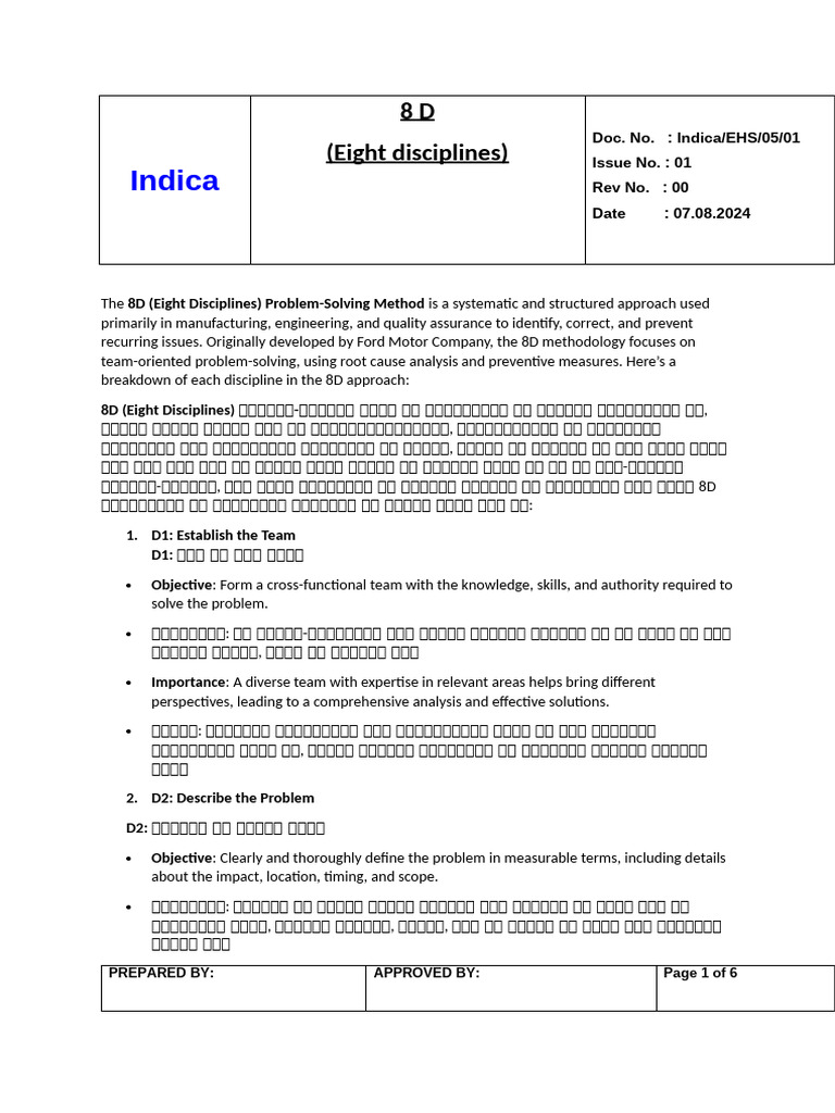 Indica: 8 D (Eight Disciplines) | PDF