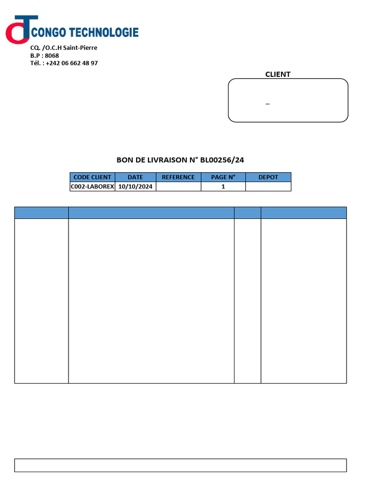 Bon de Livraison Congo TECHNOLOGIE LABOREX | PDF | Computer Hardware ...