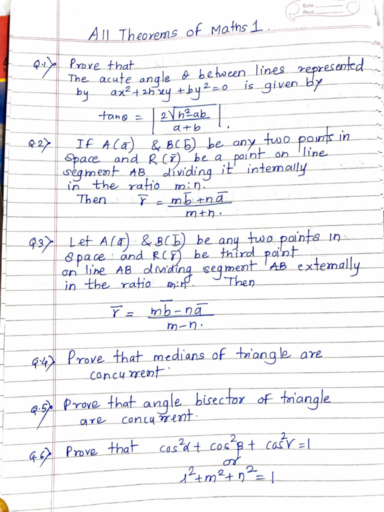 All Theroems of Maths 1 | PDF