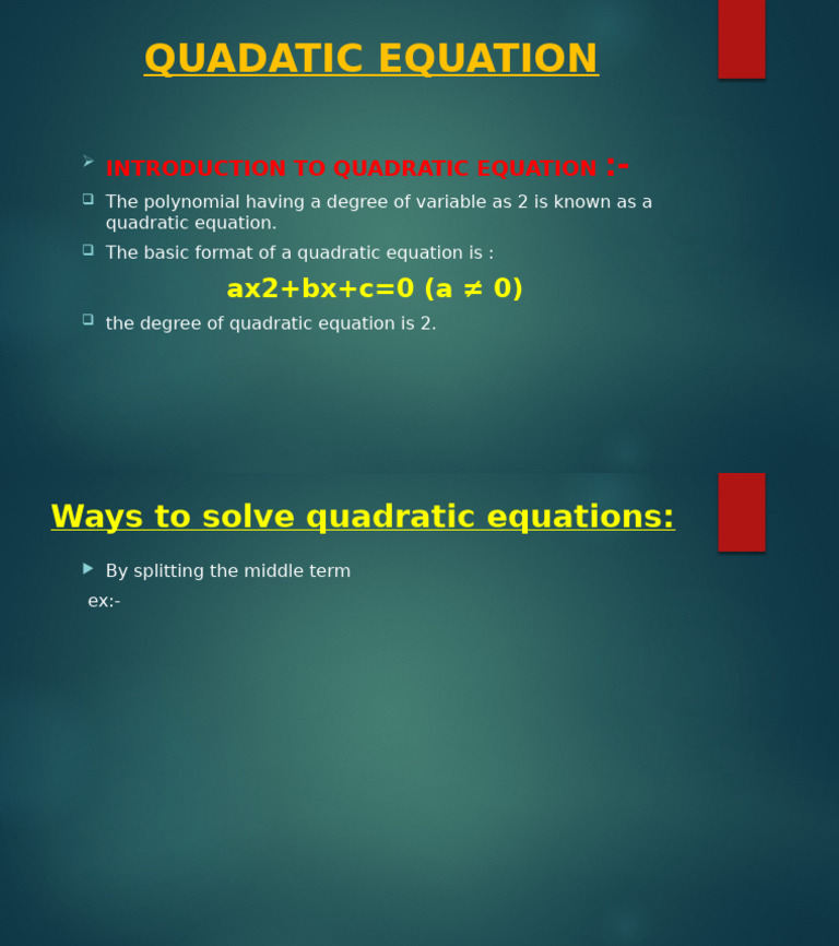 Quadraic Equations | PDF