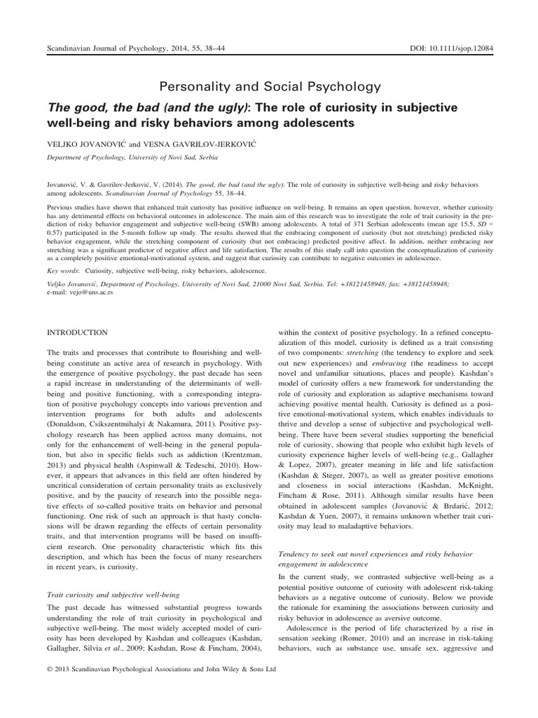 Curiosity's Impact on Adolescent Behavior | PDF | Curiosity | Popular Psychology