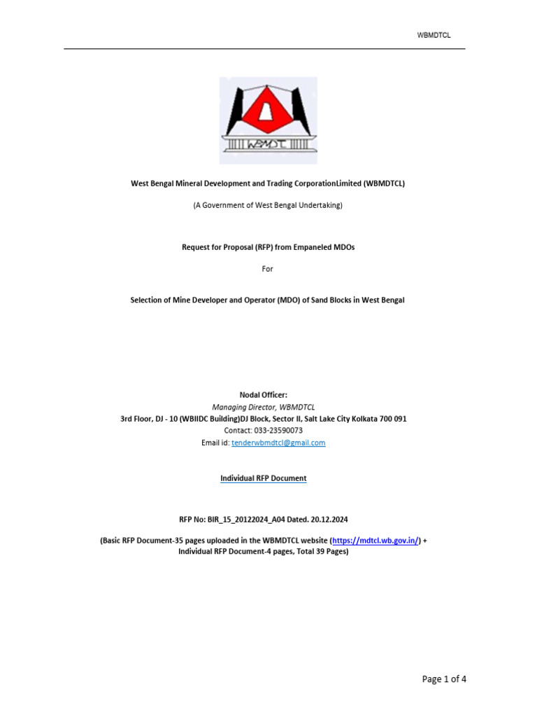 BIR_15_20122024_A04 | PDF | Request For Proposal | Auction