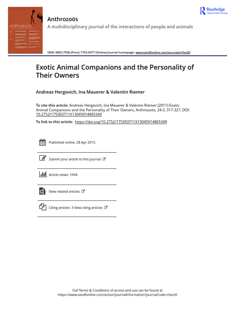 Exotic Animal Companions and The Personality of Their Owners | PDF | Pet
