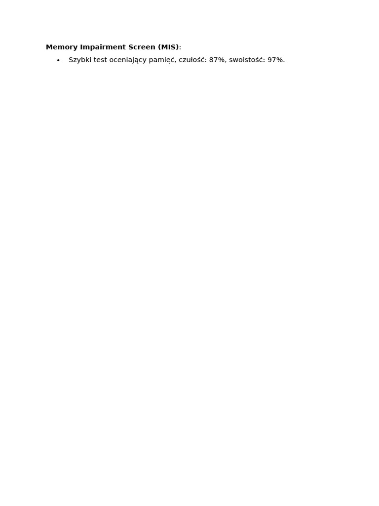 Memory Impairment Screen (MIS) | PDF