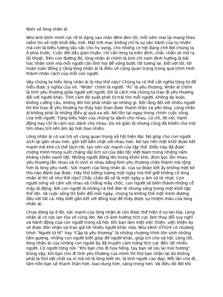 Nlxh về lòng nhân ái | PDF