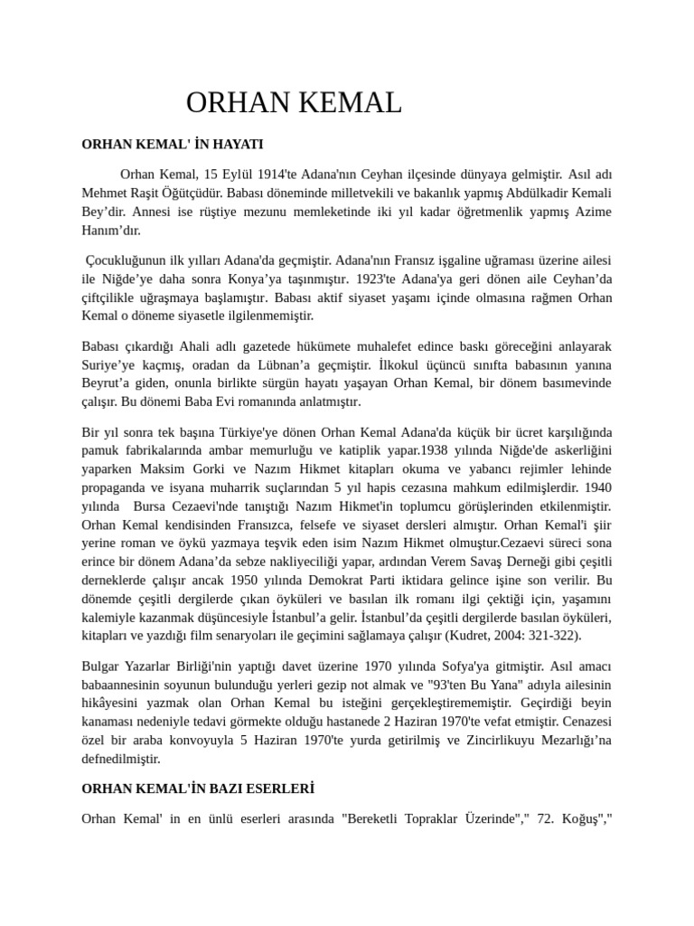 Orhan Kemal - Oxps2 | PDF