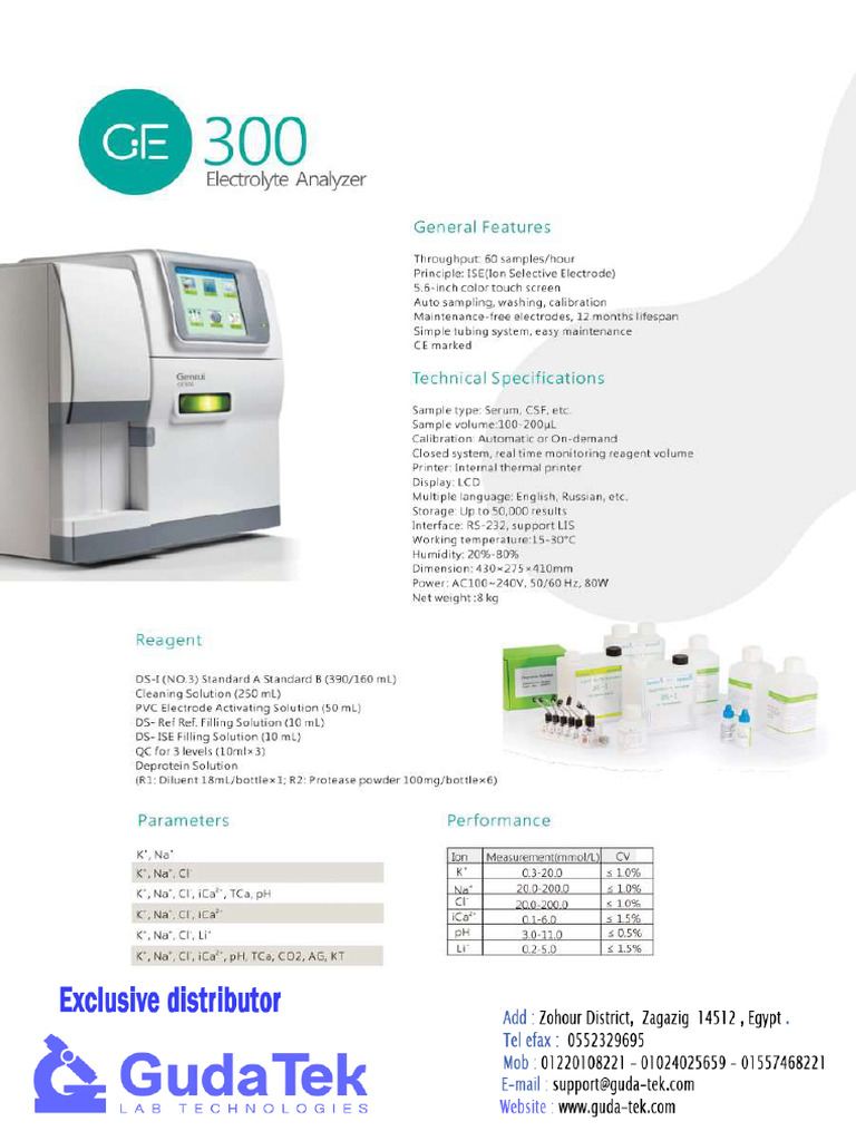 GE300 genrui elctrolyte analyzer جنروي املاح الكتروليت | PDF