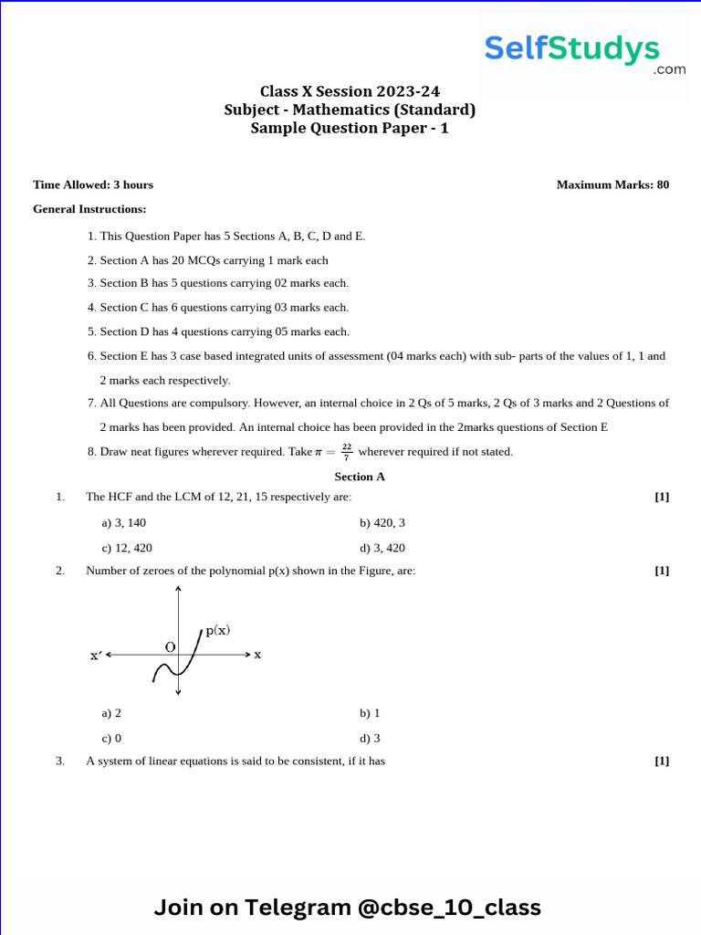 10 Class Math Sample Paper ( Standard ) | PDF | Triangle | Circle