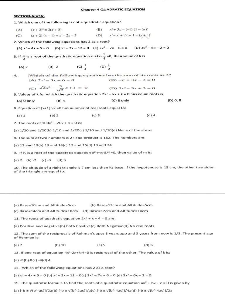 Quadratic Equation@10 | PDF | Quadratic Equation | Area