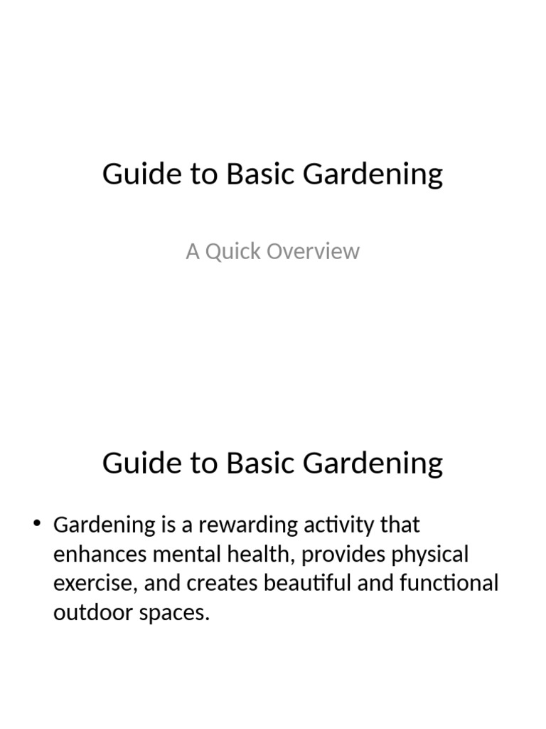 Guide To Basic Gardening | PDF