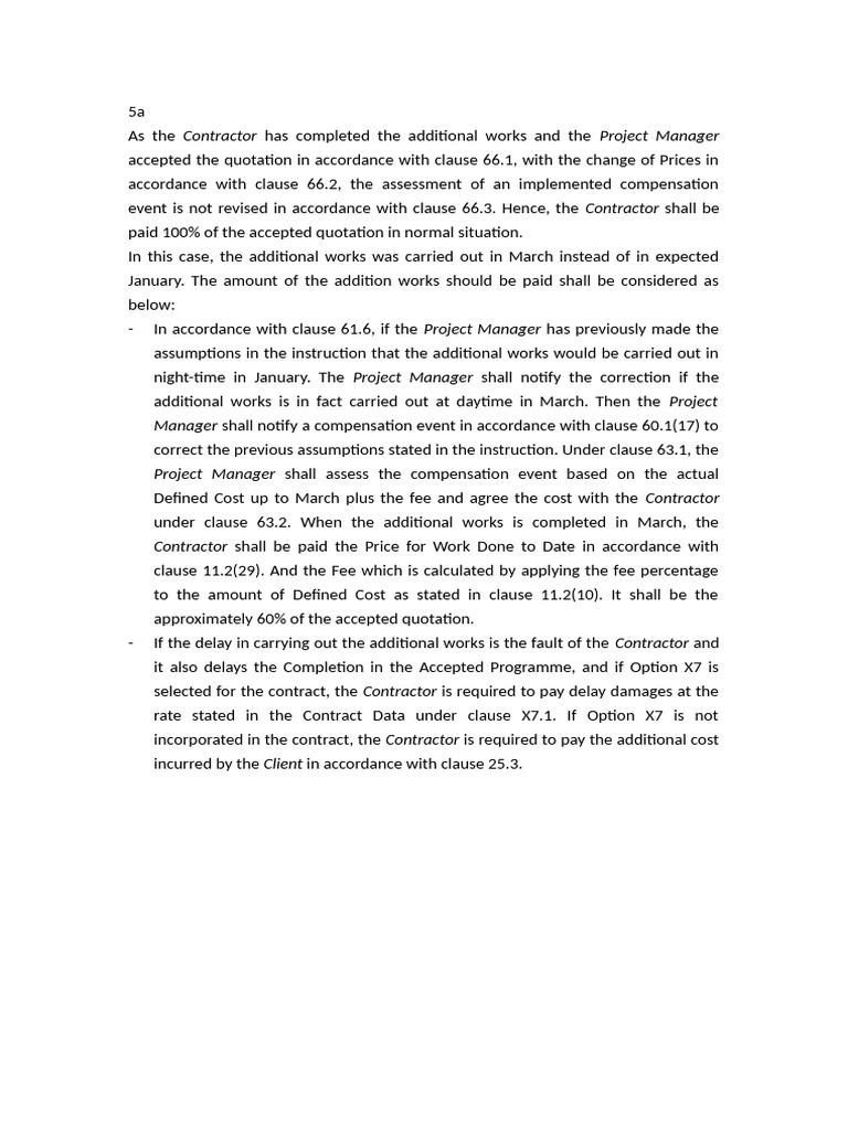 NEC4 Q5 | PDF | Fee | Prices