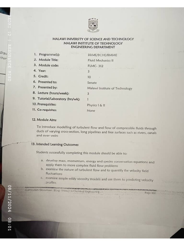 Fluid Mechanics Course Pdf