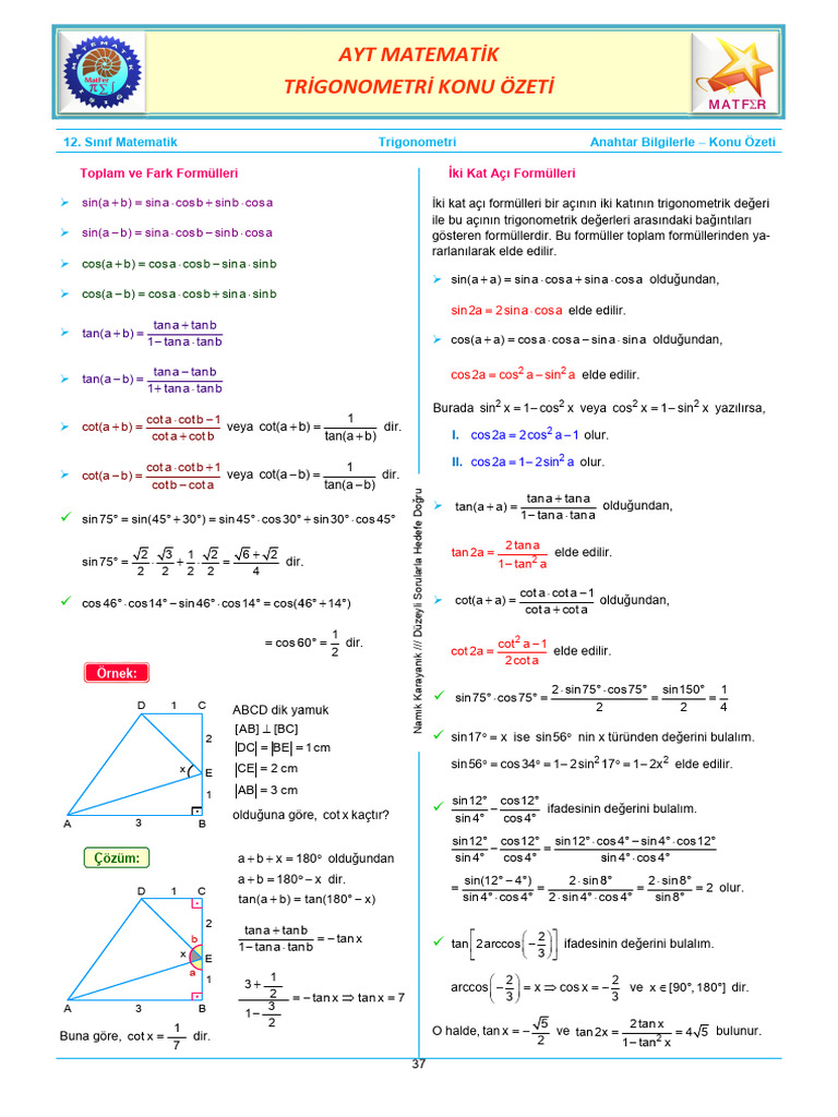 Trigonometri Konu Ozeti | PDF