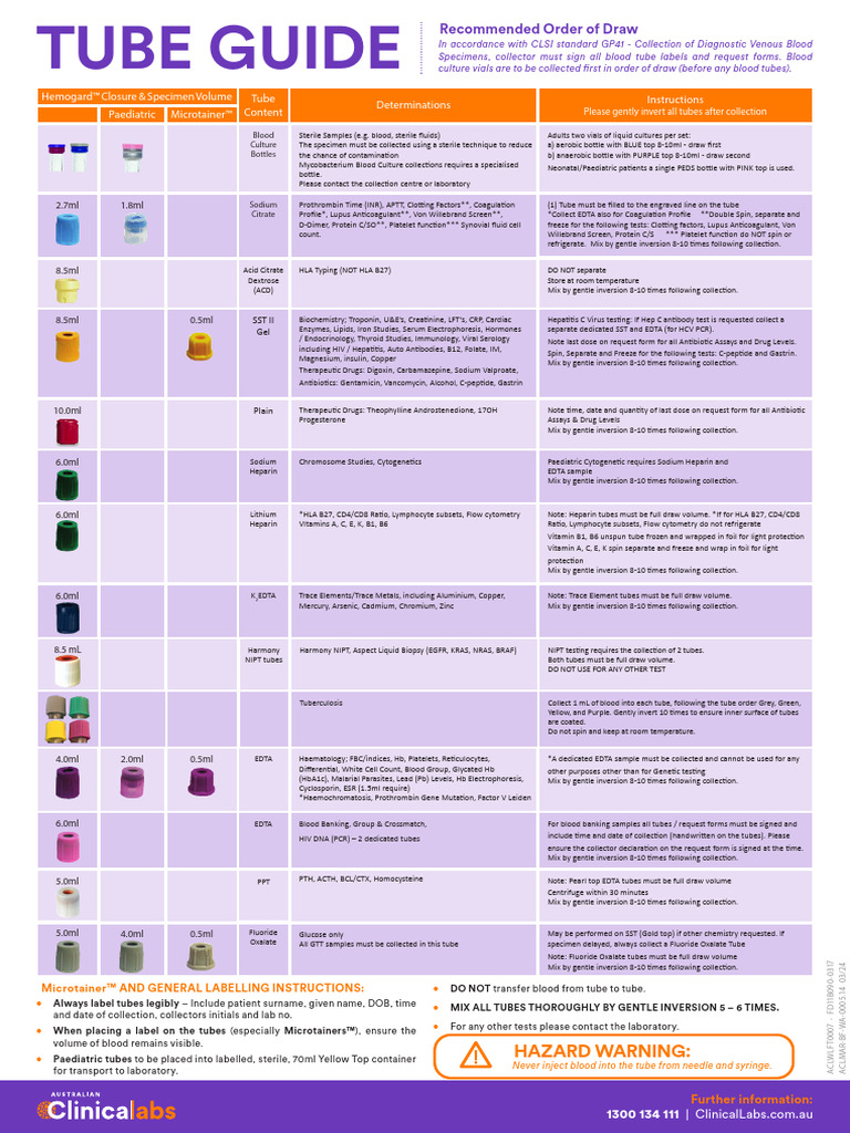 Tube Guide Wa Aclmar BF Wa 000514 | PDF | Coagulation | Medical Specialties