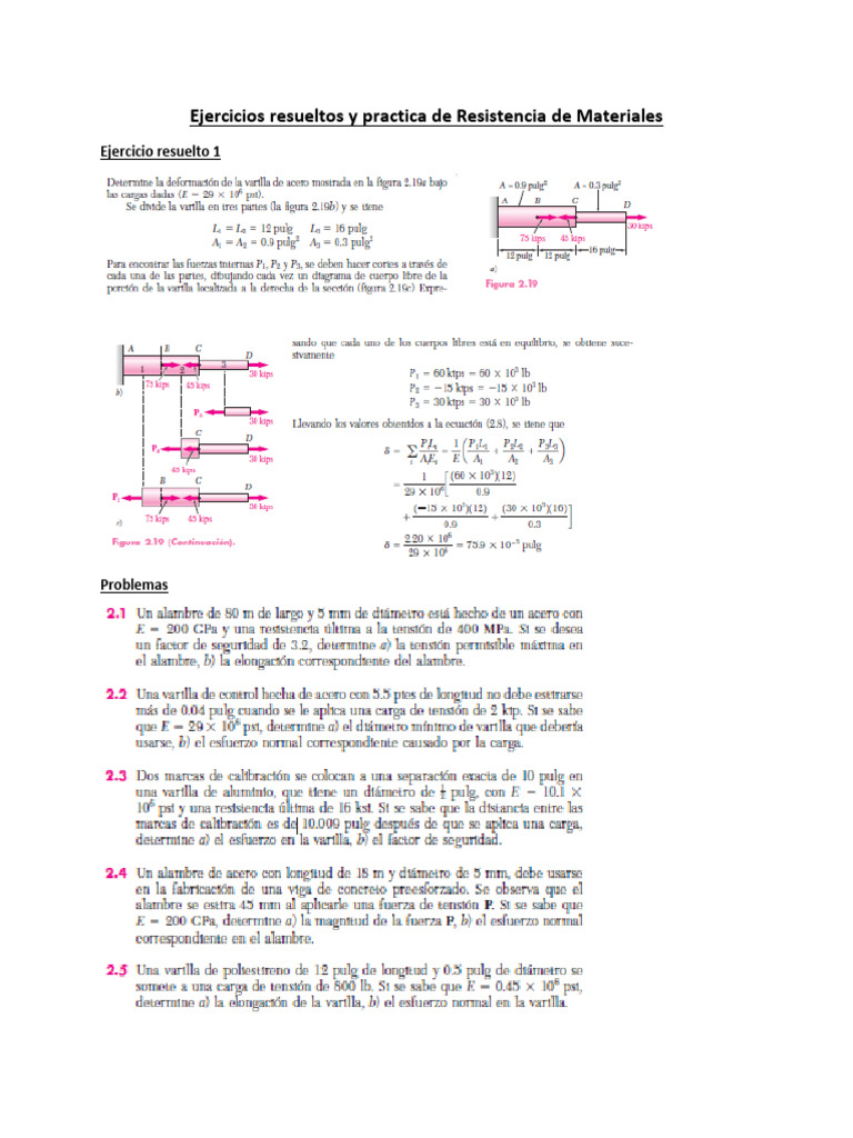Ejercicios Resueltos y Practica de Resistencia de Materiales | PDF