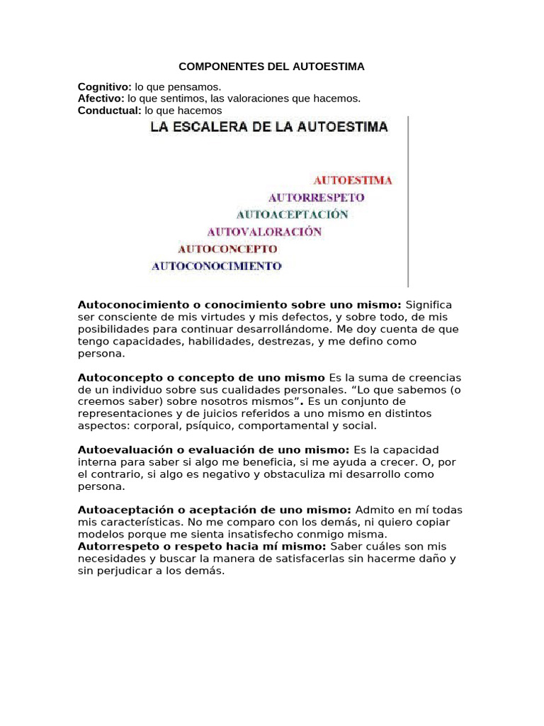 Componentes Del Autoestima | PDF