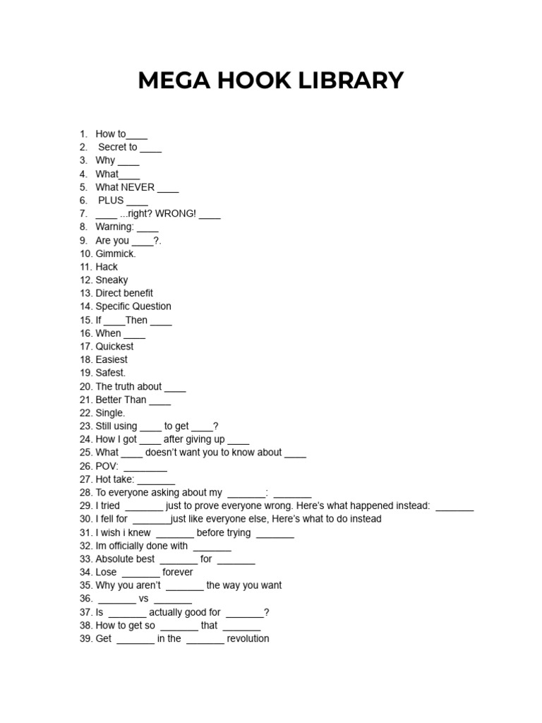 Mega Hook Library | PDF