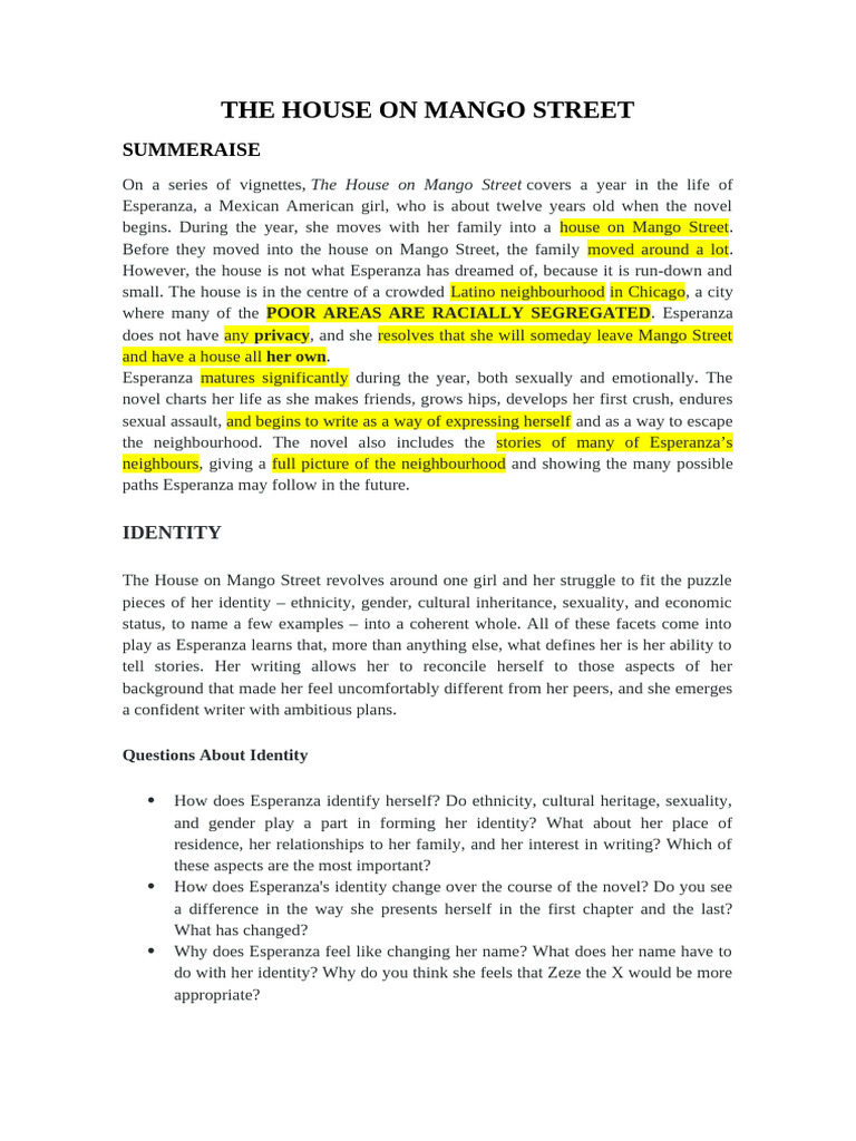 Mango Street | PDF | Social Psychology
