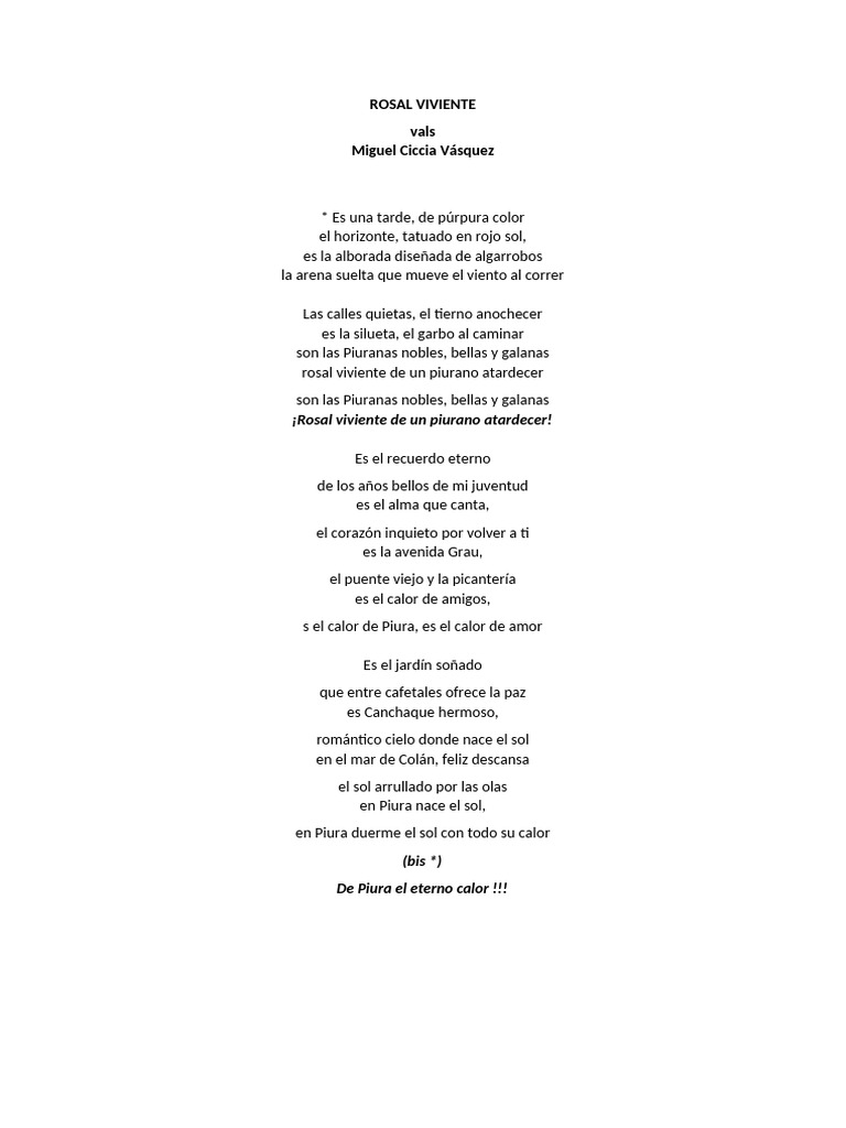 Letra Rosal Viviente | PDF