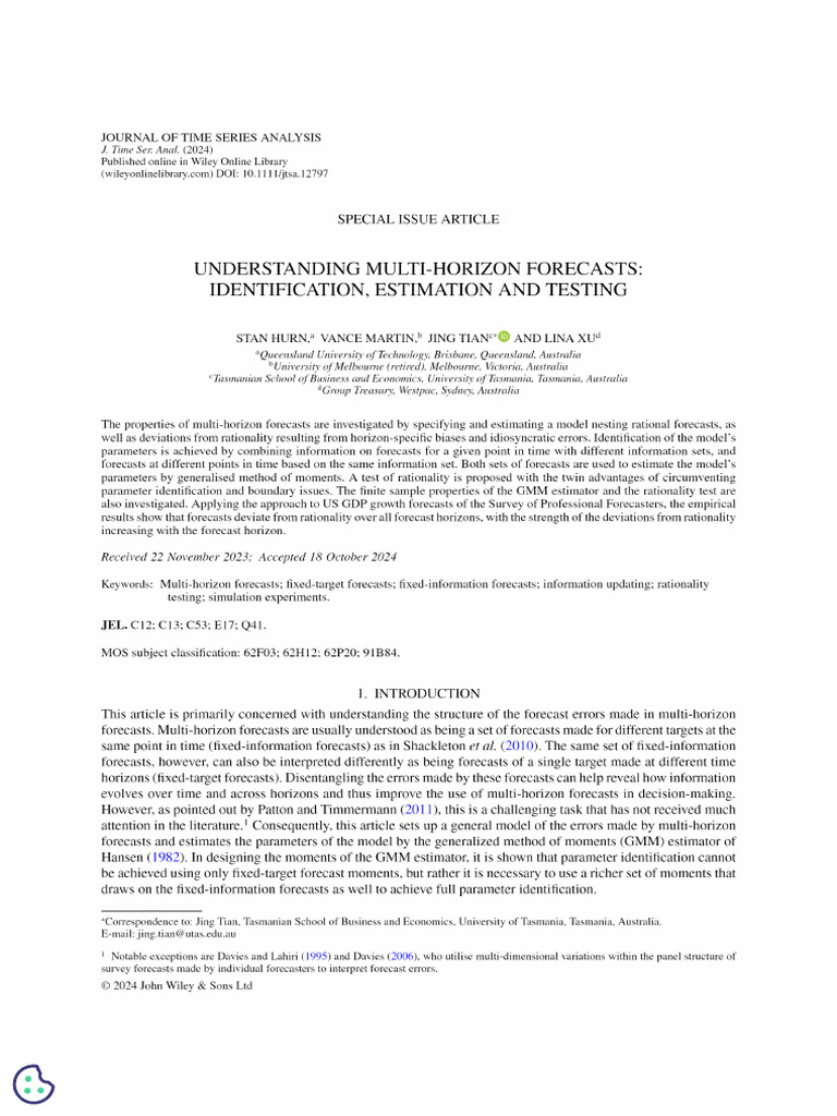Understanding Multi Horizon Forecasts - Identification, Estimation and ...