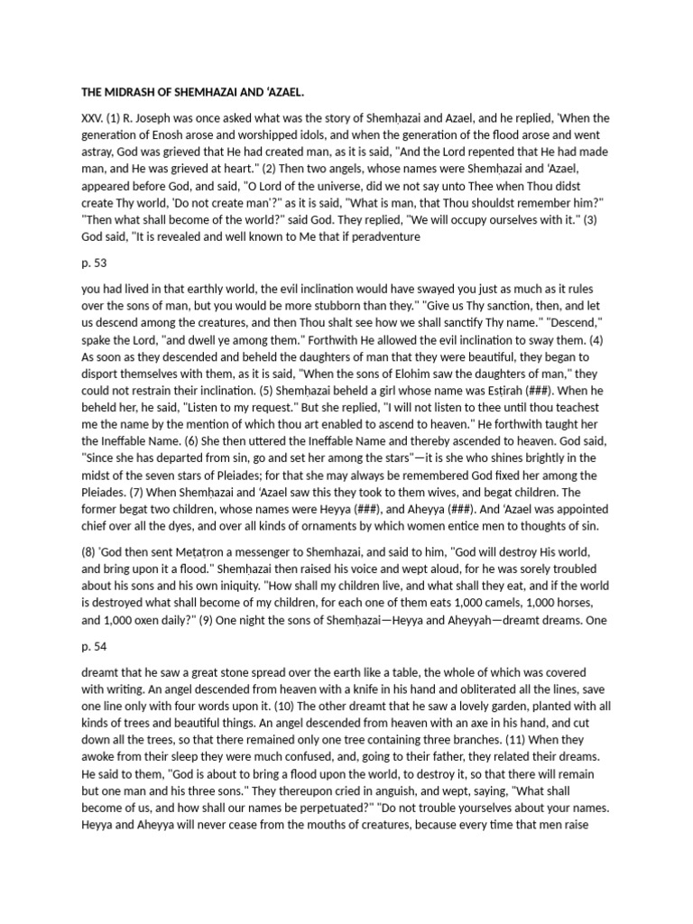 The Midrash of Shemhazai and the Fallen | PDF | Noah | Torah People