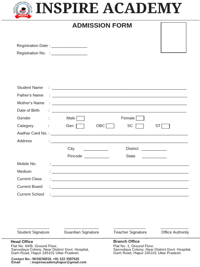 Admission Form | PDF