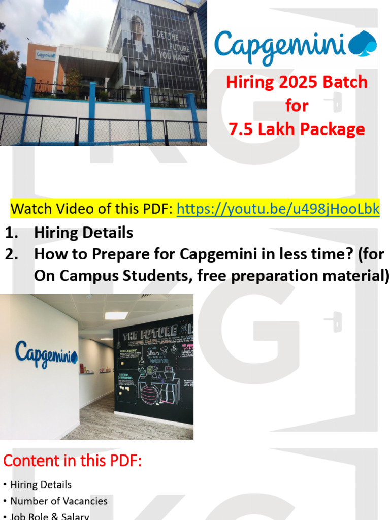 Capgemini Hiring & Preparation Materials (2025 Batch) by KG Placement ...
