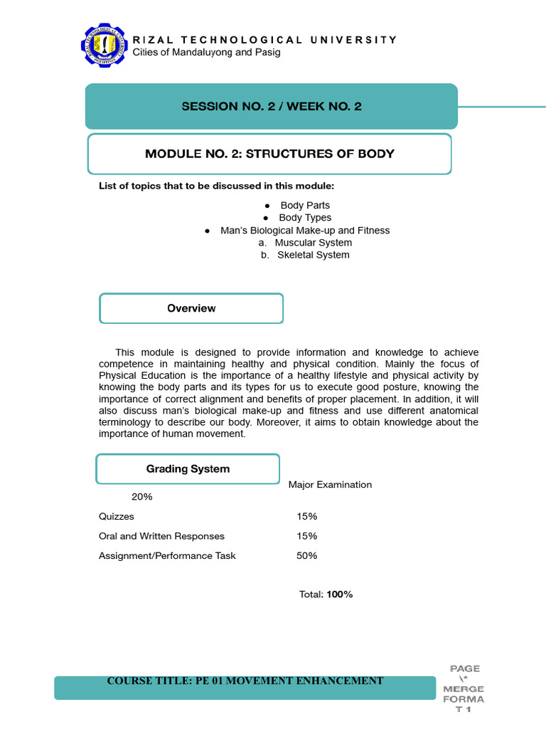 MODULE II Structures of The Human Body 1 | PDF | Thorax | Skeletal System
