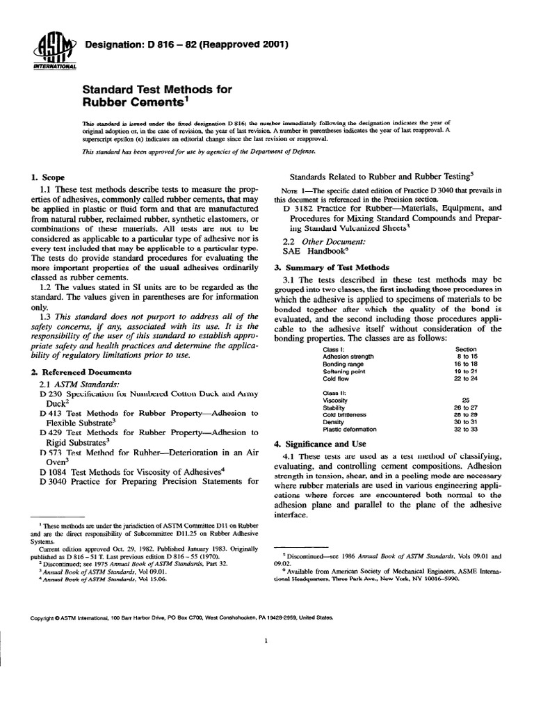 ASTM D 816 | PDF