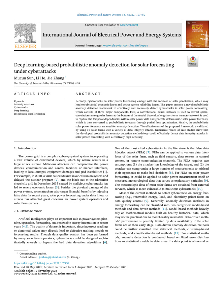 Deeplearning-Basedprobabilistic Anomaly Detection For Solar Forecasting Under Cyberattacks | PDF ...