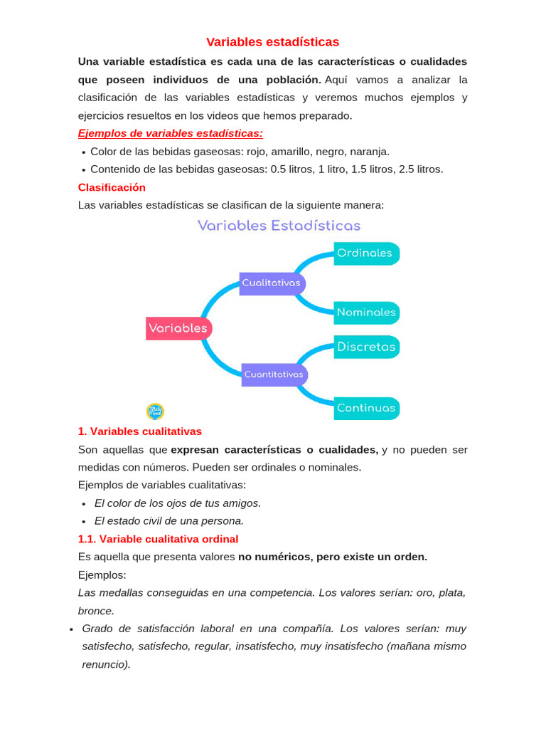 Variables Estadísticas | PDF | Mediana | Modo (Estadísticas)
