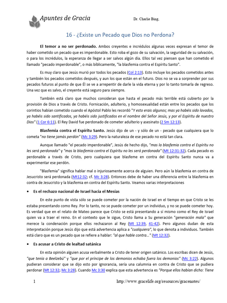 Pecado Imperdonable: Blasfemia y Gracia | PDF | Pecado | Jesús