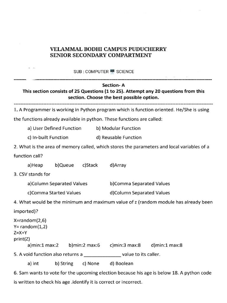 Sample Question Paper-1 | PDF