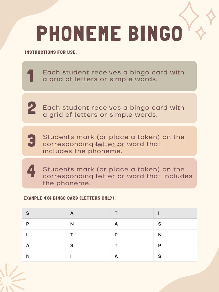 Phoneme Bingo Annexe PDF | PDF