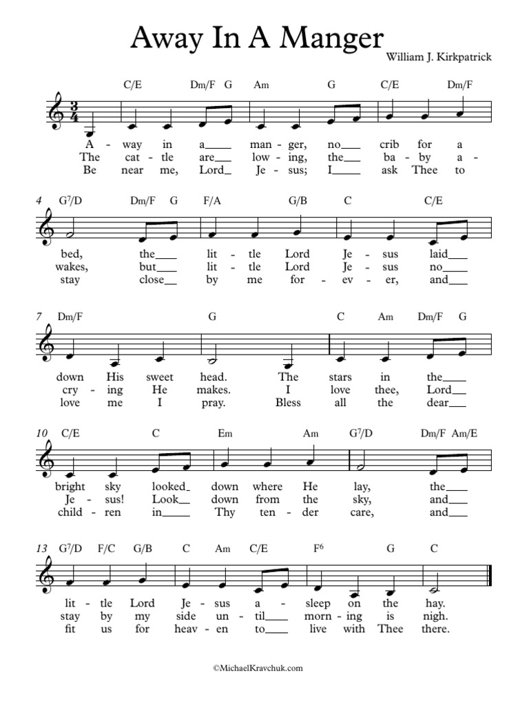 Away in A Manger Cradle Song C Major | PDF | Hymns