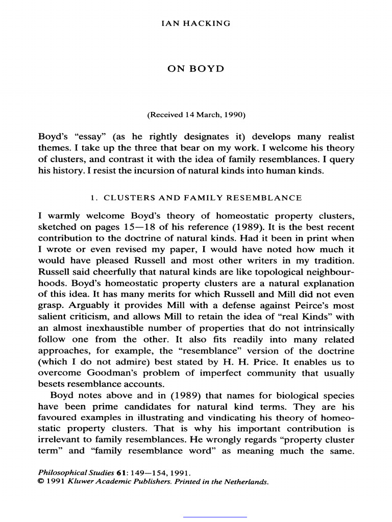 Analyzing Boyd's Natural Kinds Theory | PDF