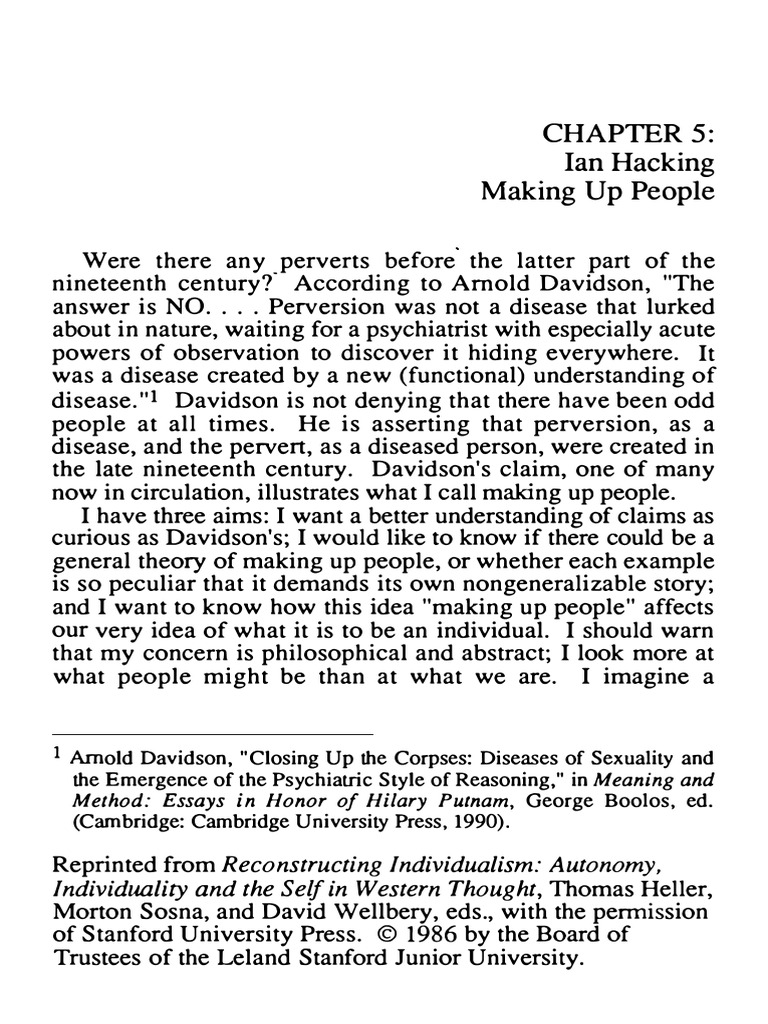 Hacking, Ian - Making Up People (1986) | PDF | Michel Foucault ...