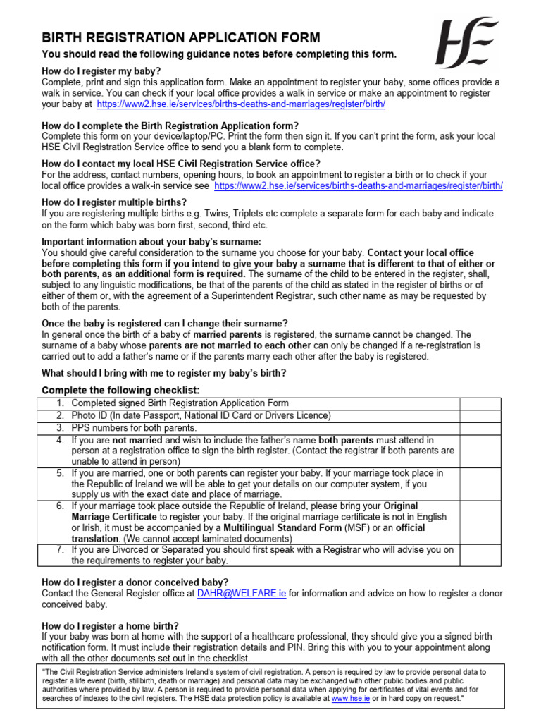 Birth Registration Application Form March 2023 - 1 | PDF | Birth Certificate | Social Institutions