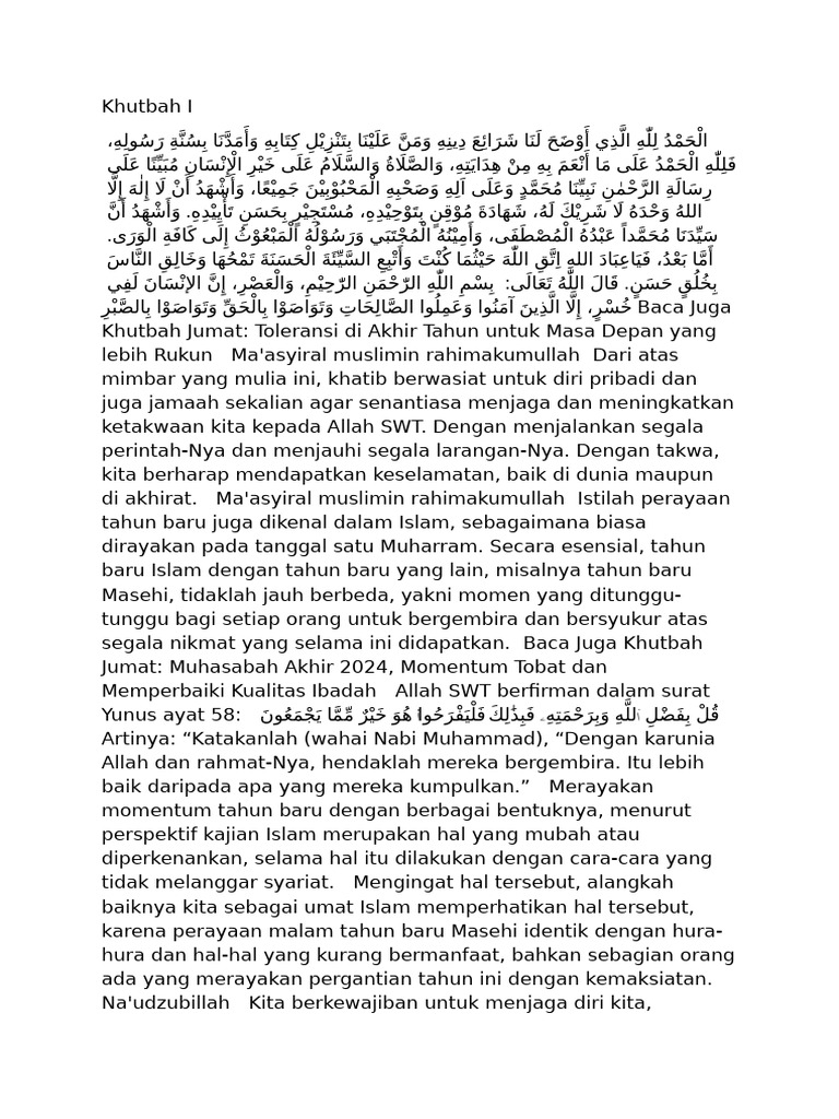 Teks Khutbah Tahun Baru | PDF