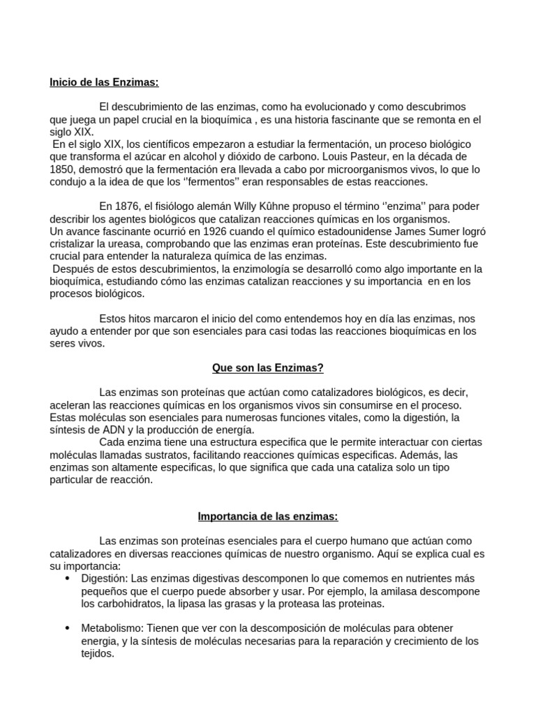 Estructura Enzimatica | PDF | Enzima | Inhibidor de la enzima