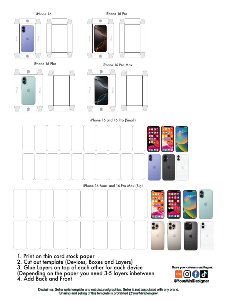 iPhone 16 Printable Papercraft Template | PDF